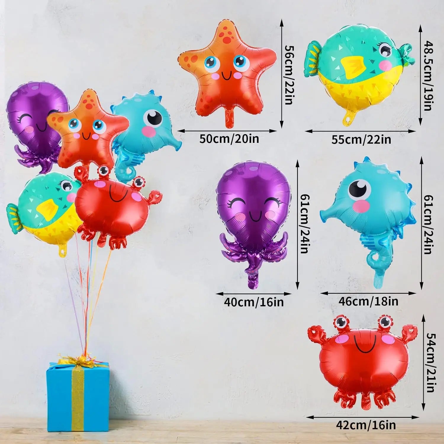 Prasacco Lot de 5 ballons en forme d'animaux marins, décorations de ...